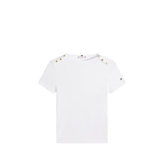 Tommy Hilfiger T-shirt &agrave; boutons ray&eacute; en coton
