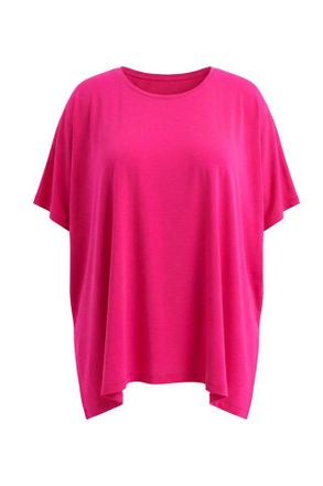 Ulla Popken T-Shirt T-Shirt Zipfelsaum Oversized Rundhals Halbarm
