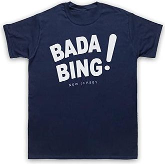 My Icon Art and Clothing Sopra Bada Bing New Jersey Staff Mafia Gangster TV T-Shirt des Hommes, Bleu Fonce, Medium