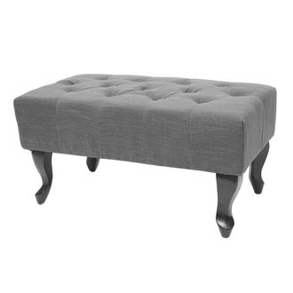 Mendler Ottomane Chesterfield, Sitzhocker Fu&szlig;ablage Hocker, wasserabweisend Stoff/Textil 39x77x47cm - dunkelgrau