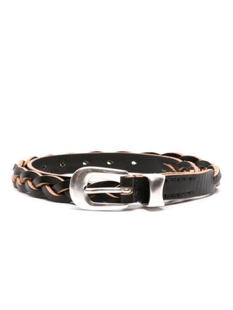 Our Legacy ceinture en cuir &agrave; design tress&eacute; - Noir