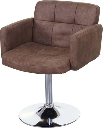 Hhg Chaise de salle &agrave; manger Orlando, pivotante, imitation daim, chrome, brun vintage