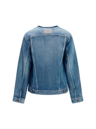 Balenciaga Womens Hourglass Denim Jacket Dark Blue Merino Wool Ovis Aries