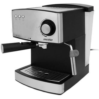 Mesko MS4403 Machine à Espresso Cappuccino, 15 Bars, Cafetière Manuelle pour Café Moulu, Buse Vapeur pour Mousseur a Lait, Réservoir 1,6L, Chauffe-Tasses, A
