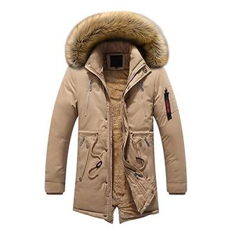 FNKDOR Homme Manteau dHiver Veste Chaude en Cotton Parka à Capuchon en Fourrure Mens Outdoor