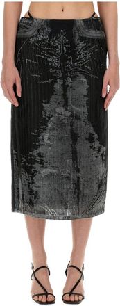 Diesel Femme, Jupes, Noir, Taille: W26 De-Pra-Fse1 Midi Skirt