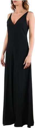 Manila Grace Femme, Combinaisons et Ensembles, Noir, Taille: 36 FR Combinaison Palazzo avec col en V