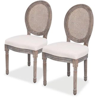 vidaXL Vidaxl - Chaises &agrave; manger lot de 2 cr&egrave;me tissu