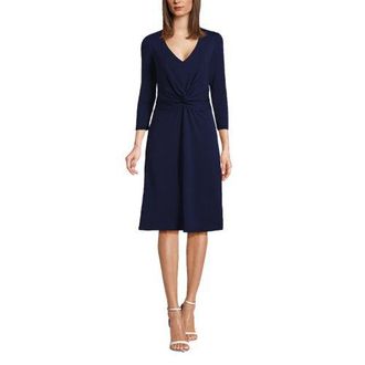 Lands End Jerseykleid mit 3/4-&Auml;rmeln aus Baumwolle/Modal-Mix, Damen, Gr&ouml;&szlig;e:36-38 regular, Blau, Baumwolle Modal, by Lands End