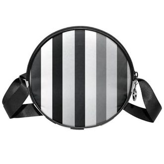 Generic Sac &agrave; bandouli&egrave;re Circle pour femme, noir, blanc, gris, motif ray&eacute;, petit sac &agrave; dos &agrave; bandouli&egrave;re avec fermeture &eacute;clair, bretelles r&eacute;glables, sac &agrave; ma