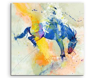Paul Sinus Art Rodeo 60x60cm Wandbild SPORTBILD Aquarell Art tolle Farben von Paul Sinus