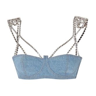 GCDS Gcds - Brassi&egrave;re en jean ras-du-cou - Femme - Tops - Bleu - Taille: 44 FR