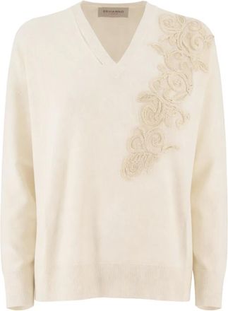 Ermanno Scervino Femme, Pulls, Beige, Taille: 36 FR Maille encolure en V