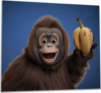 Wallario Herdabdeckplatte/Spritzschutz aus Glas, 1-teilig, 60x52cm, für Ceran- und Induktionsherde, Lustiger AFFE mit Bananen