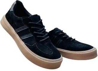Generic Chaussures r&eacute;tro d&eacute;contract&eacute;es en cuir v&eacute;ritable doux et confortable pour homme, Noir, 42 2/3 EU