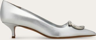 Ferragamo Damen Pumps mit Maxi Gancini Silber Gr&ouml;&szlig;e 35.5