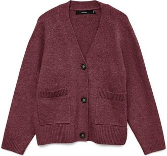 Vero Moda Strickjacke VMBOOM LS V-NECK BUTTON CARDIGAN GA NOOS Materialmix, loose fit