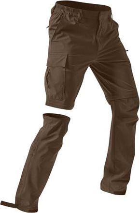 Generic Pantalon de marche et de randonn&eacute;e pour homme - Pantalon cargo convertible &agrave; s&eacute;chage rapide - Pantalon cargo imperm&eacute;able &agrave; fermeture &eacute;clair avec plusi