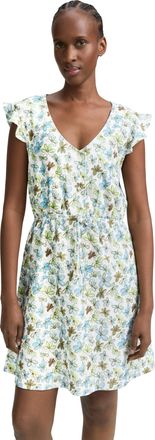 Tom Tailor Damen 1046638 Kleid, 37809 - White Green Blue Flower Print, XL EU