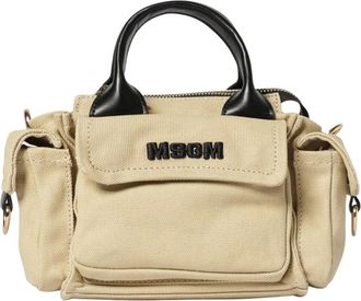 Msgm Msgm, unisex, Sacs, Beige, Taille: ONE Size Sac Medium en Coton avec Logo