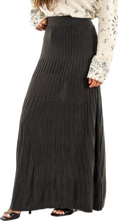 Only Damen ONLTESS Long Skirt KNT Rock, Dark Grey Melange, 44