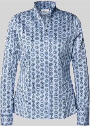 Eterna Slim Fit Bluse im Allover-Look mit Stehkragen