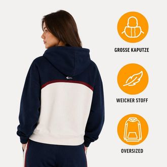 Smilodox Hoodie Ardea Damen, Fila, Pullover mit Kapuze, Oversize, Baumwolle FILA Kollaboration, Color Block, Cropped, Urban Style, Gym & Sport