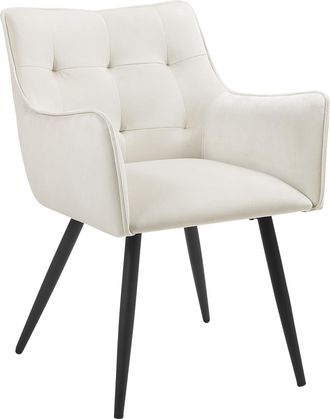 Woltu Esszimmerstuhl, Sessel, Küchenstuhl, Polsterstuhl, Stuhl mit Armlehnen Rückenlehne, Wohnzimmerstuhl mit Samtbezug, Metallbeine, für Esszimmer Küche, C