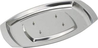 MasterClass MasterClass Tranchiertablett aus Edelstahl mit Spießen, 38 x 26,5 cm, Silberfarben