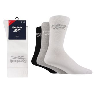 Reebok Hohe Socken Unisex - Bequem, atmungsaktiv, f&uuml;r Sport, Fitness, Yoga, Laufen oder Alltag, maschinenwaschbar, 3 Paar, Gr&ouml;&szlig;e 43-45, Wei&szlig;/Grau/Schwarz