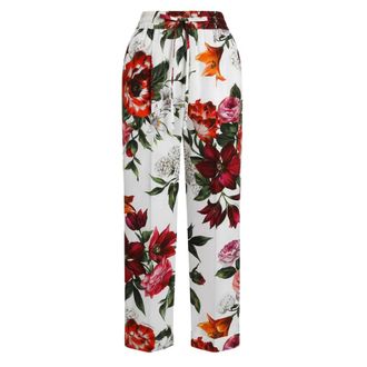 Dolce & Gabbana Femme, Pantalons, Multicolore, Taille: 38 FR Pantalon en popeline &agrave; imprim&eacute; floral