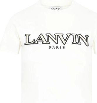 Lanvin Femme, Tops, Blanc, Taille: 36 FR T-shirt Logo Brod&eacute;
