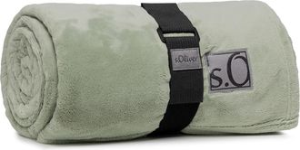 s.Oliver Kuschelsoft Decke 150x200 cm - flauschig, warm & waschbar, Kuscheldecke Salbei Uni