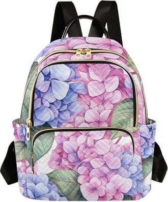 Mnsruu Mini sac à dos pour femme, motif hortensia bleu, rose, petit sac à dos tendance pour femme, sac à dos décontracté, Multi404, S