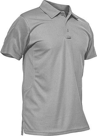 KEFITEVD Polo à Séchage Rapide pour Homme T-Shirts de Golf légers Hauts à Manches Courtes dété,Gris Clair,2XL