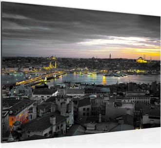 Runa Art Bild Istanbul Türkei Modern Wandbilder Wohnzimmer Schlafzimmer 1 Teilig - Made In Germany - Stadt Skyline Schwarz Flur 603115b