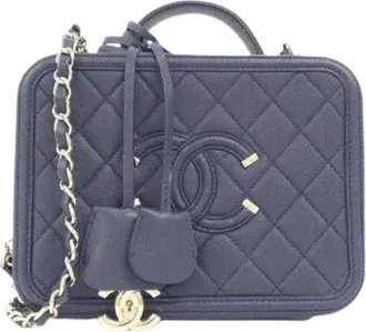 Chanel Sac d&eacute;paule Pre-owned en cuir Caviar - Femme - Pre-owned - Bleu - Taille: ONE Size