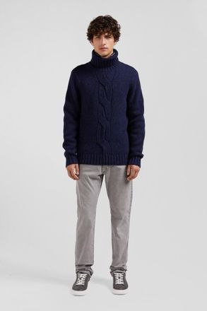 Eden Park Pull Col Roul&eacute; En Laine Vierge Et Polyamide Recycl&eacute; Bleu Marine Coupe Regular