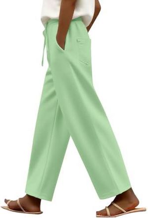 Generico Femmes Pantalon de surv&ecirc;tement Taille Haute Pantalon Long Jambe Large Athl&eacute;tique Pantalon Avec Poches &Eacute;l&eacute;gant Sport Confortable Pantalon D&eacute;contract&eacute; P