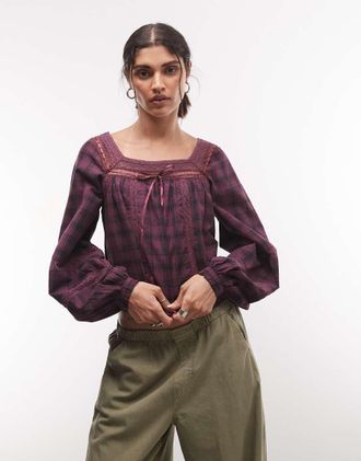 Reclaimed Vintage blouse &agrave; carreaux textur&eacute;e-Multi