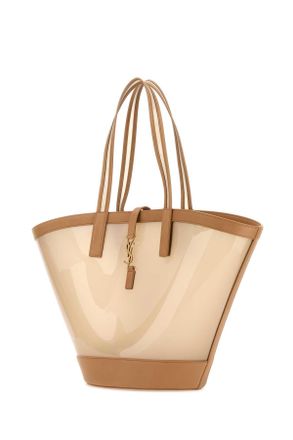 Saint Laurent Womens Two-Tone Vinyl And Leather Panier Shopping Bag Brcovintbrgold Borse A Mano