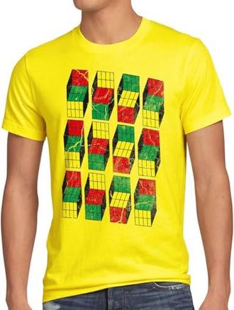 style3 Sheldon Cubes T-Shirt Homme, Taille:M;Couleur:Jaune