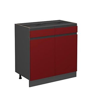 Vicco Meuble Cuisine R-Line, Rouge/Anthracite, 80 cm J-Shape, sans Plan de Travail