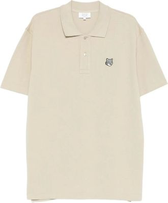 Maison Kitsun&eacute; Homme, Tops, Beige, Taille: 2XL Fox Head Comfort Polo