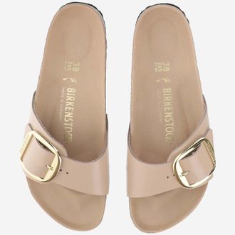 Birkenstock Unisex Suede Sandals With Adjustable Straps Beige Leather Slippers Flat Shoes