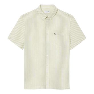 Lacoste Homme, Chemises, Multicolore, Taille: XL Chemise en Lin Manches Courtes Coupe Standard