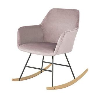 SoBuy FST68-P Chaise à Bascule avec Accoudoirs Fauteuil à Bascule Rocking-Chair Fauteuil de Relaxation Pieds en Métal et Bois Confortable de Qualité Luxe (R