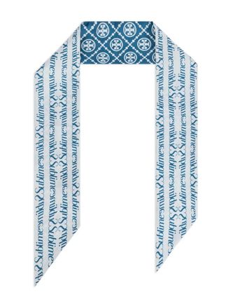Tory Burch Schal mit Monogramm-Print - Blau