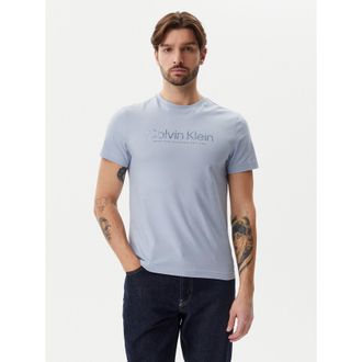 Calvin Klein T-Shirt Satin Bonded Logo K10K114162 Himmelblau Regular Fit