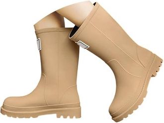 Generic Bottes en caoutchouc pour femme - Chaudes - Doubl&eacute;es - Bottes de pluie imperm&eacute;ables - Chaussures de pluie tendance - Antid&eacute;rapantes - Chaussures de ja